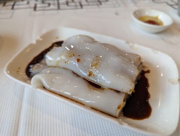 Beef rice roll dim sum stock photo. Image of icing, meal - 261558424