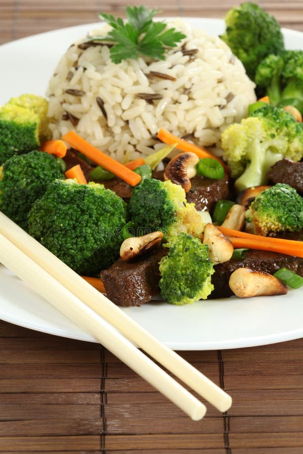 Beef with rice and veggies stock photo. Image of appetite - 26548772