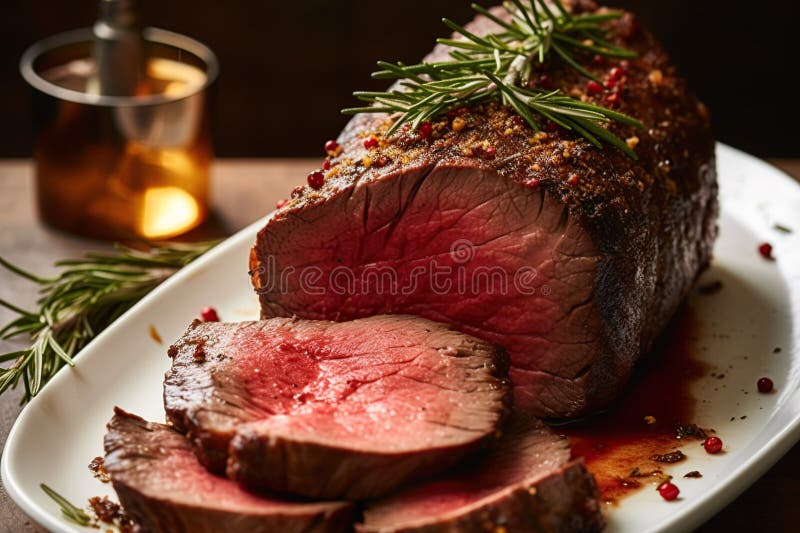 Beef Roast Served for Christmas Dinner. Generative Ai Stock ...