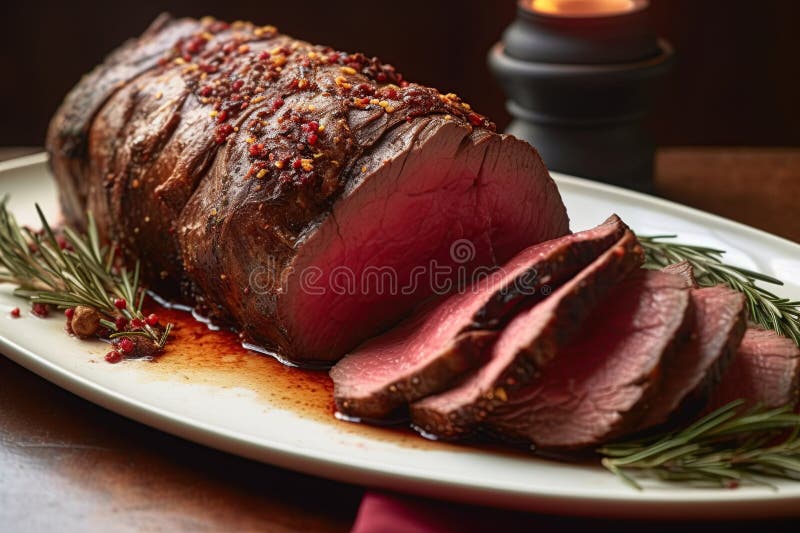 Beef Roast Served for Christmas Dinner. Generative Ai Stock ...