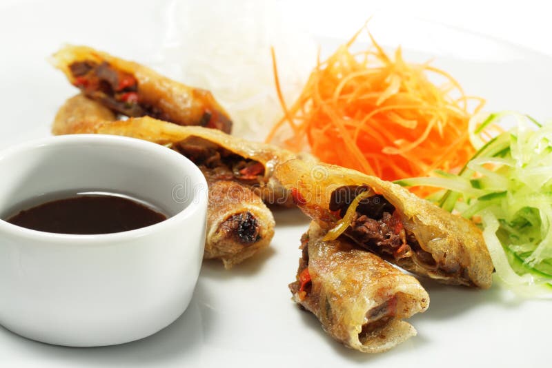 Beef Rolls with Vegetable Julienne and Sauce Stock Photo - Image of ...