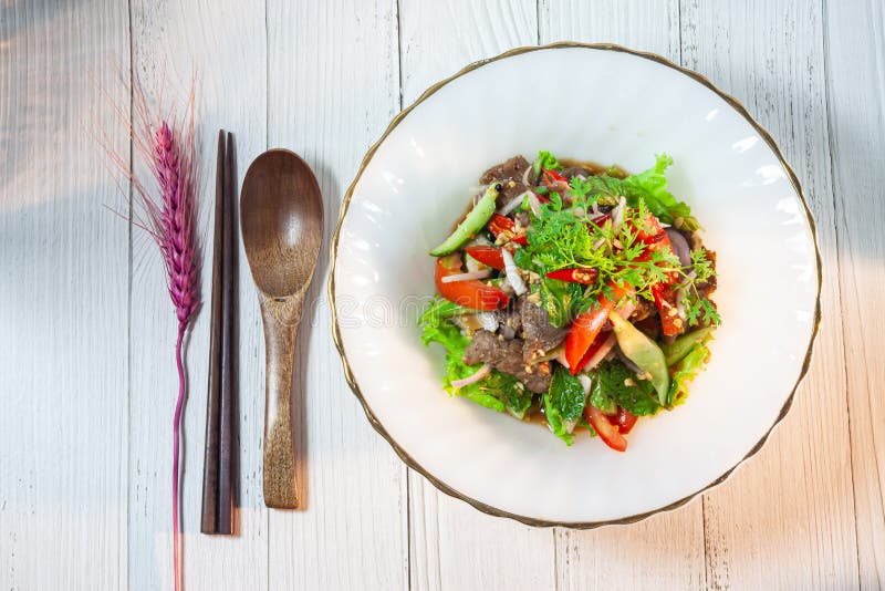 Beef Salad, Thai Style Beef Salad Spicy Dish Stock Photo - Image of ...