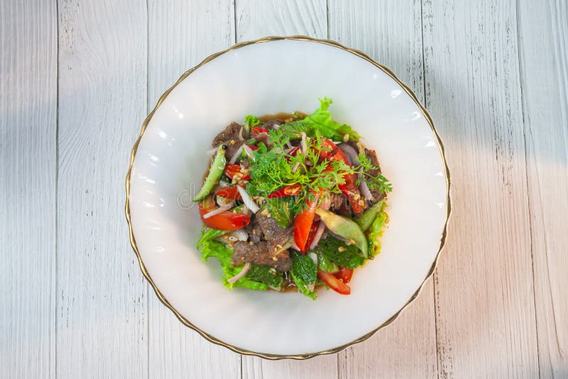 Beef Salad, Thai Style Beef Salad Spicy Dish Stock Photo - Image of ...
