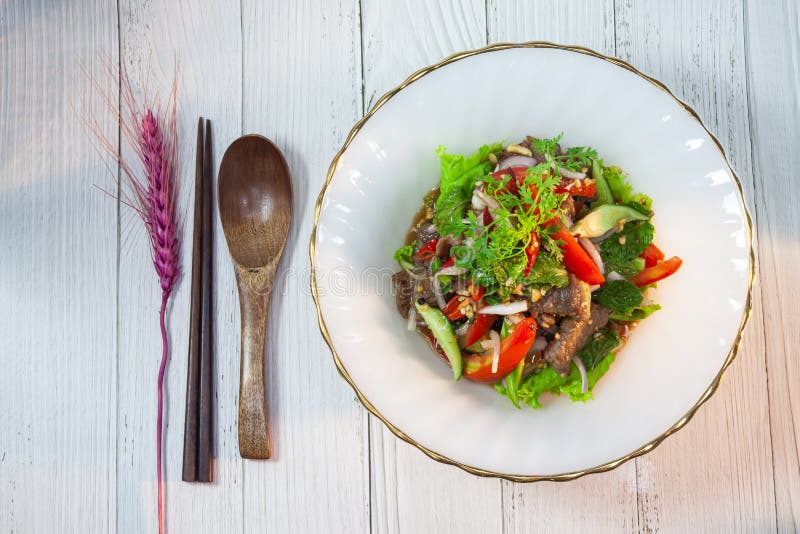 Beef Salad, Thai Style Beef Salad Spicy Dish Stock Image - Image of ...