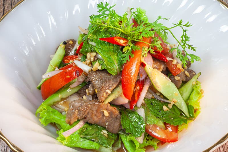 Beef Salad, Thai Style Beef Salad Spicy Dish Stock Image - Image of ...