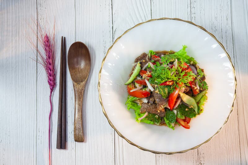 Beef Salad, Thai Style Beef Salad Spicy Dish Stock Photo - Image of ...