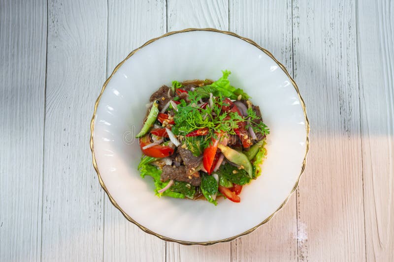 Beef Salad, Thai Style Beef Salad Spicy Dish Stock Image - Image of ...