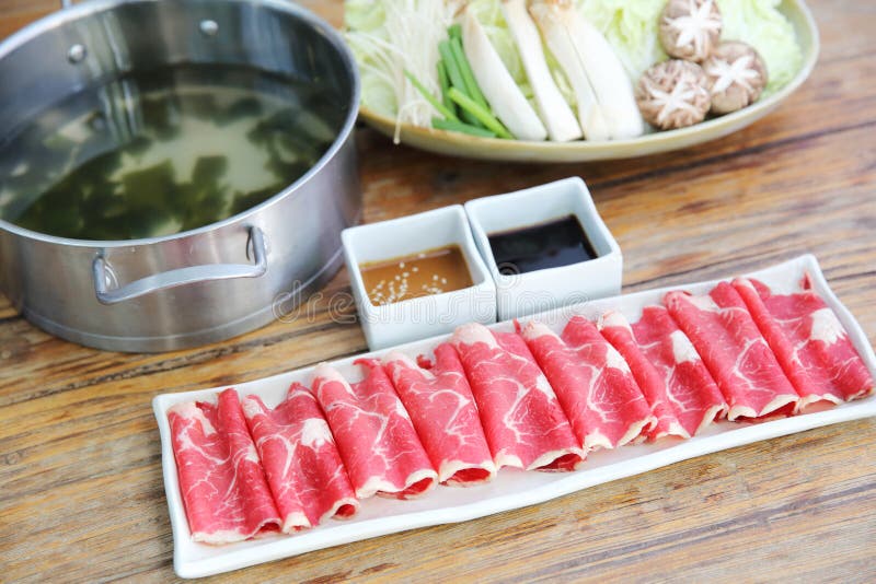 Beef set shabu shabu stock photo. Image of meat, ingredient - 136965298