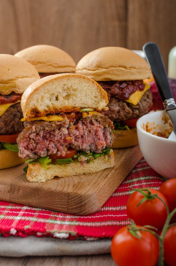 Beef Sliders with Homemade Barbecue Sauce Stock Photo - Image of mini ...