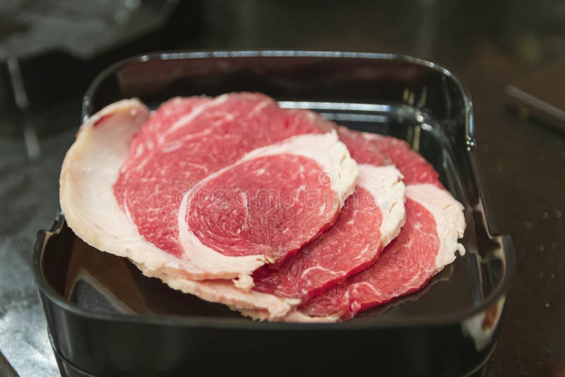 Beef Slides Served in a Grill Tray Stock Image - Image of grilled ...