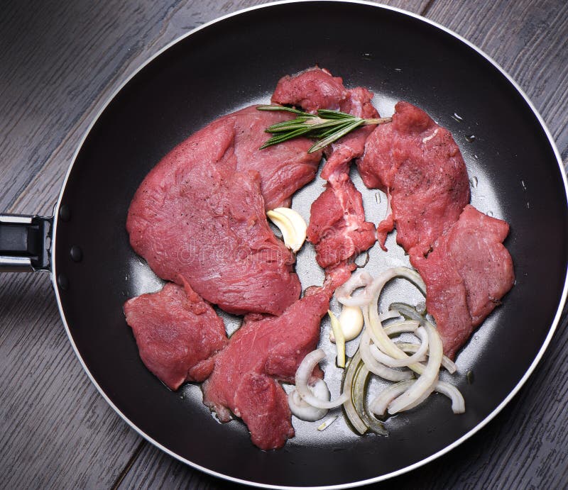 Beef with Spices in a Frying Pan Stock Photo - Image of pepper, burger ...