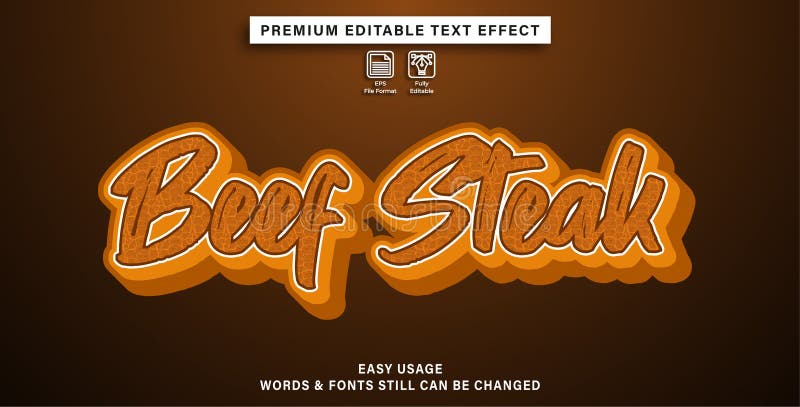 Beef Steak Editable Text Effect Stock Vector - Illustration of fonts ...