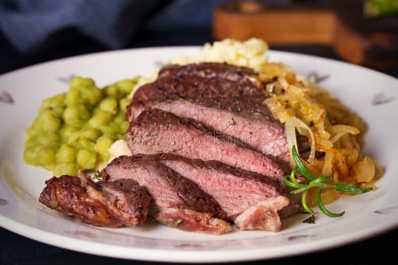 Beef Steak Fillet with Mash on Plate Stock Photo - Image of salad ...