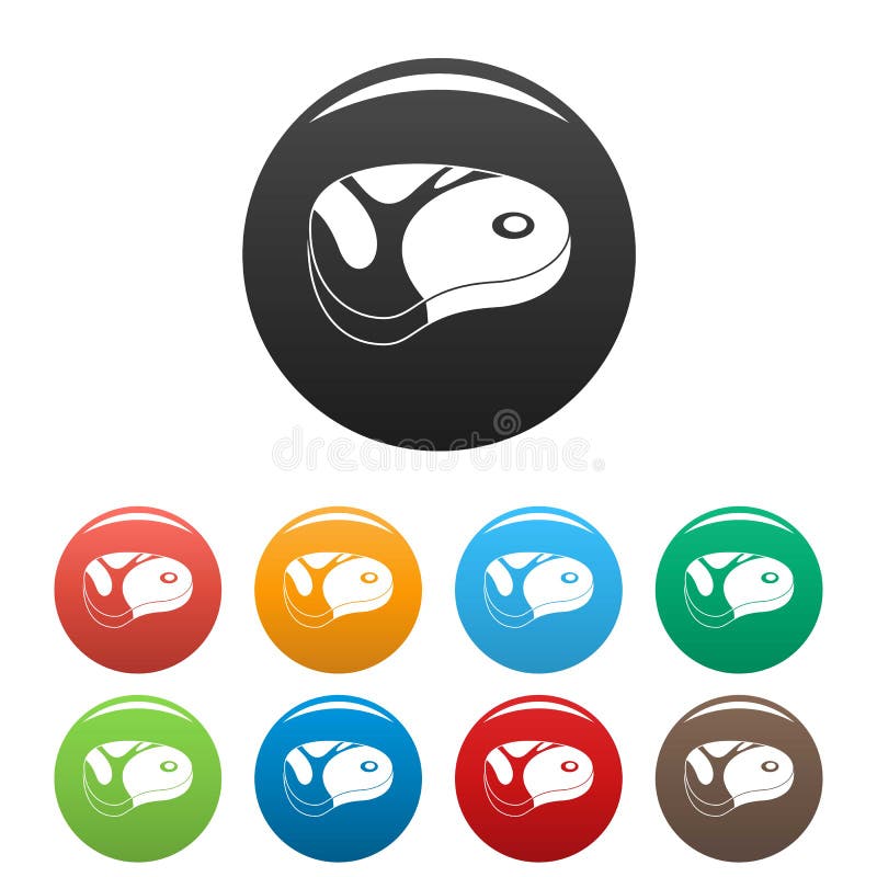 Beef steak icons set color stock vector. Illustration of food - 141682886