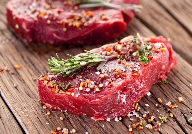 Beef steak. stock photo. Image of green, beef, table - 36490754