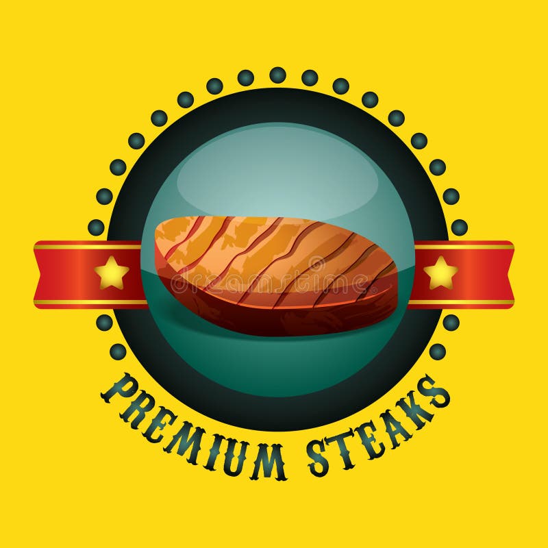 Beef Steak Sticker. Vector Illustration Decorative Design Stock Vector ...