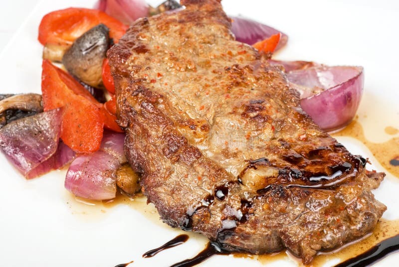 Beef steak with vegetable stock photo. Image of grilling - 13959596