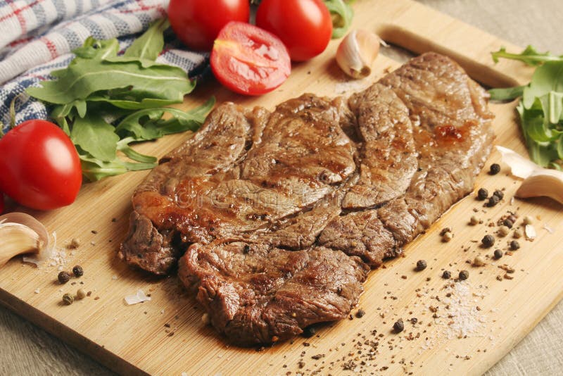 A Beef Steak Well Done with Vegetables Stock Image - Image of barbecue ...