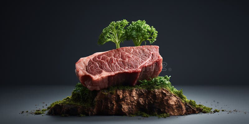 Beef Steak from Which a Tree is Growing , Concept of Plant Growth ...