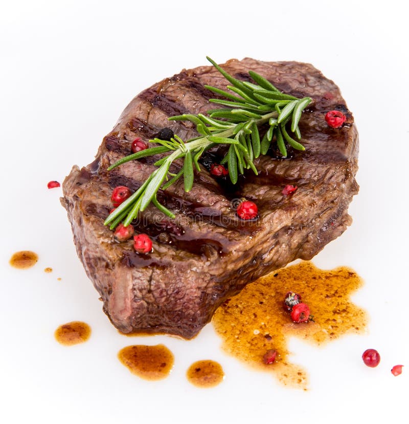 Cooked Steak With White Background