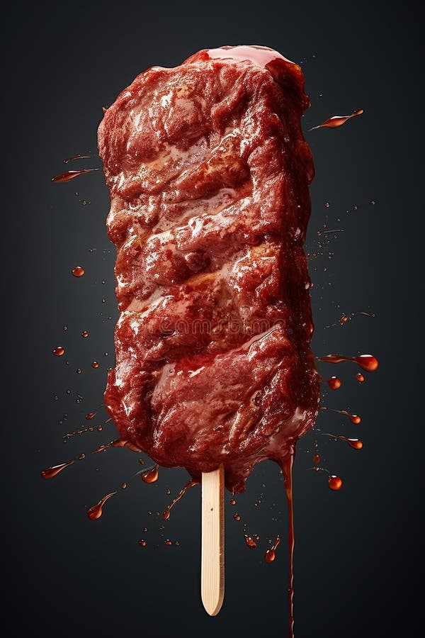Beef Steak on a Wooden Stick. Ai Generative Stock Image - Image of ...