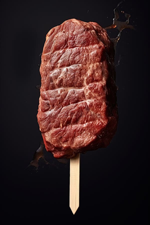 Beef Steak on a Wooden Stick. Ai Generative Stock Image - Image of meal ...