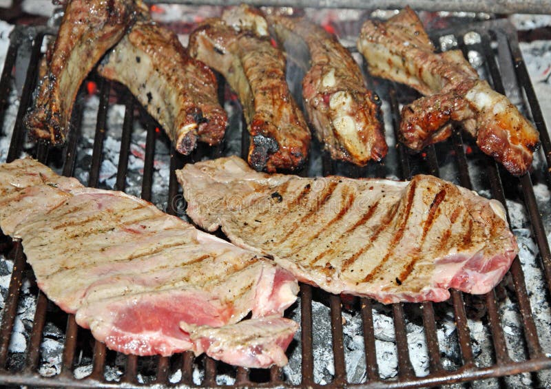 Beef Steaks and Chops Cooked Barbecued Stock Photo - Image of steak ...