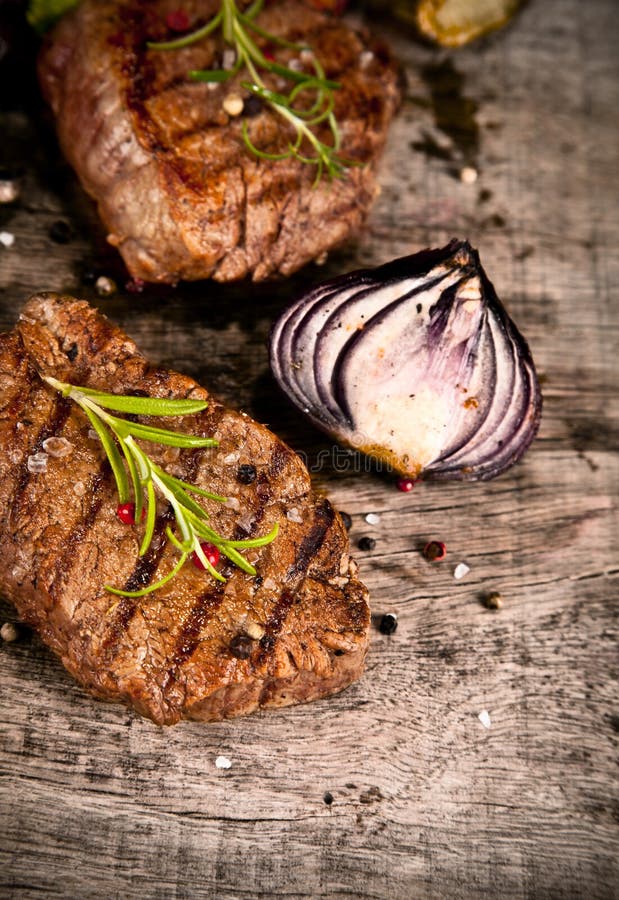 Beef steaks stock image. Image of center, close, grilled - 30972771