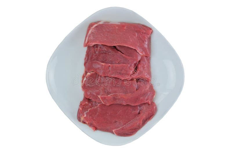 Beef Steaks in Plate Isolated in White Background. Raw Meat for Cooking ...