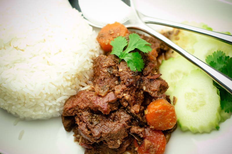 Spicy Chinese Beef Stew with Rice Stock Image - Image of east, oriental ...