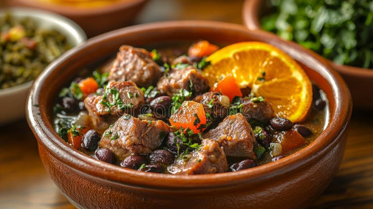 Beef Stew with Orange and Vegetables in a Ceramic Bowl. Stock Photo ...