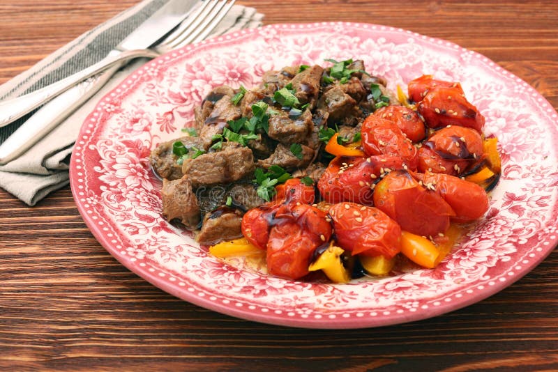 Beef Stew with Peppers and Cherry Tomatoes Stock Photo - Image of meat ...