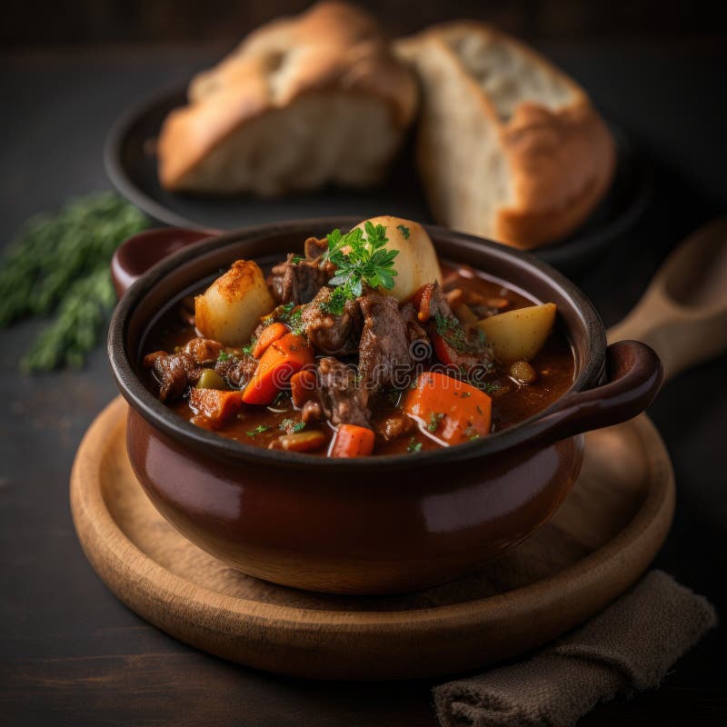 Beef Stew with Potato. Illustration Generative AI Stock Illustration ...