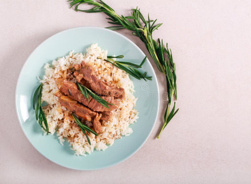 Beef stew with rice served stock image. Image of snack - 166003199
