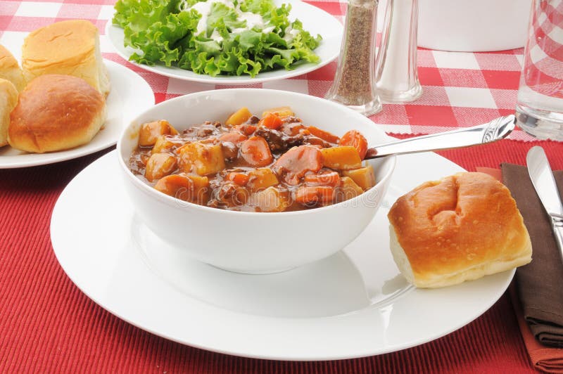 Beef stew and salad stock image. Image of supper, dinner - 26705787