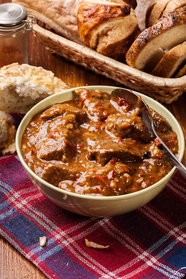 Beef Stew Served with Crusty Bread Stock Image - Image of gravy ...