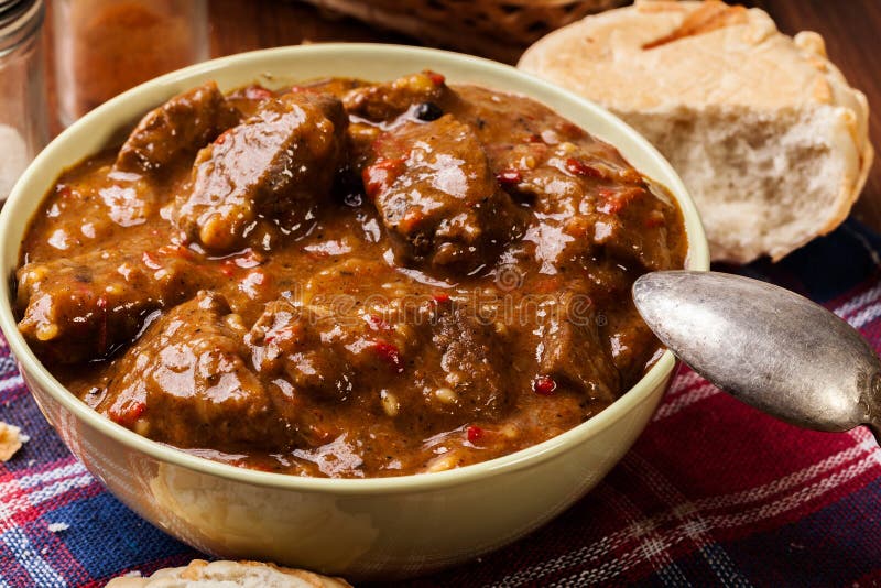 Beef Stew Served with Crusty Bread Stock Photo - Image of dish, healthy ...