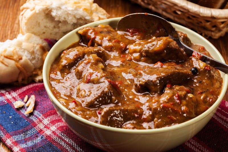Beef Stew Served with Crusty Bread Stock Photo - Image of comfort ...