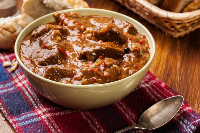 Beef Stew Served with Crusty Bread Stock Photo - Image of beef, bowl ...