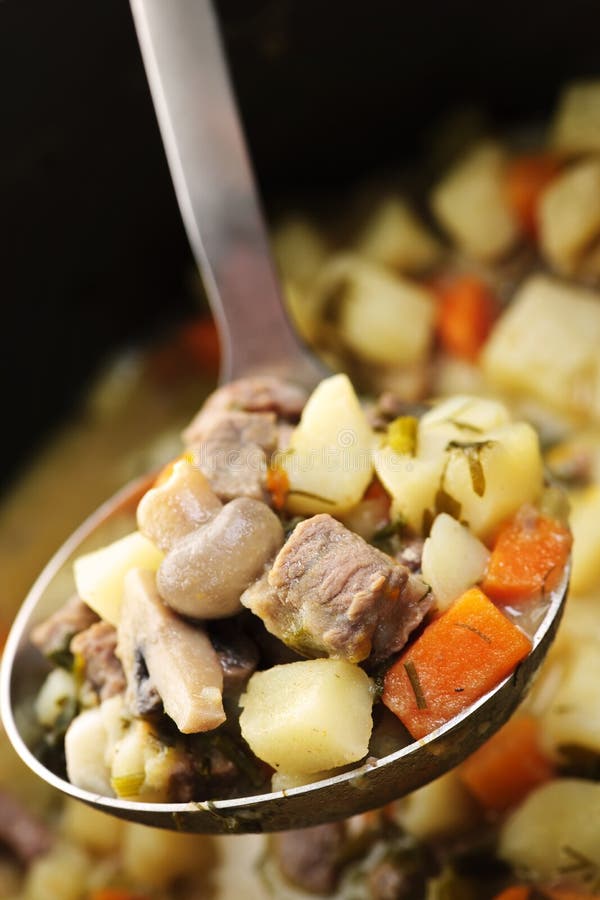 Beef stew in serving spoon stock photo. Image of prepared - 21121230