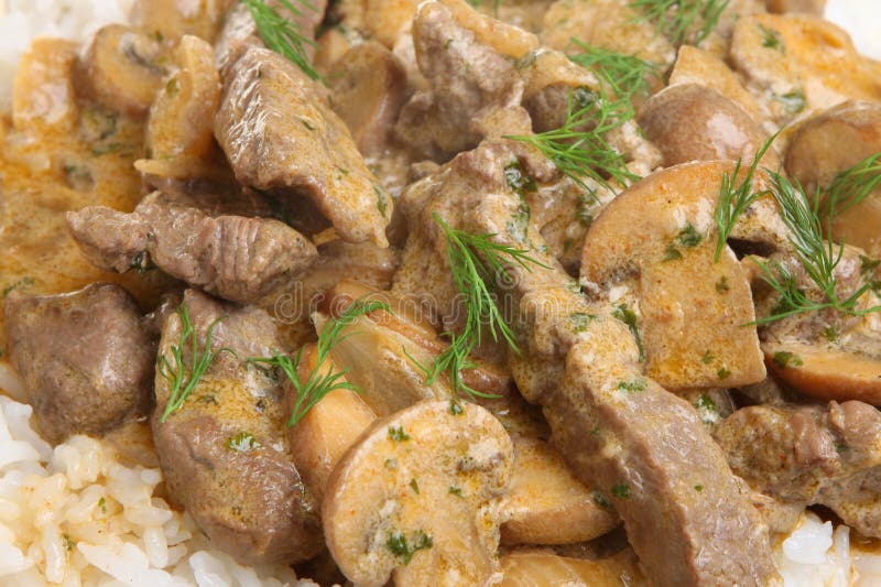 Beef Stroganoff with Rice stock image. Image of sauce - 33605807