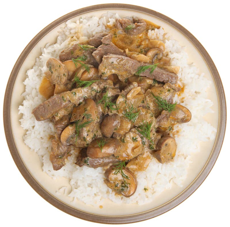 Beef Stroganoff with Rice stock image. Image of steak - 33605831