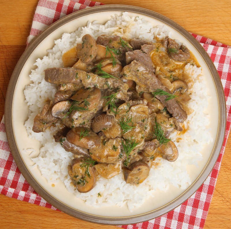 Beef Stroganoff with Tagliatelle Pasta Stock Photo - Image of stew ...