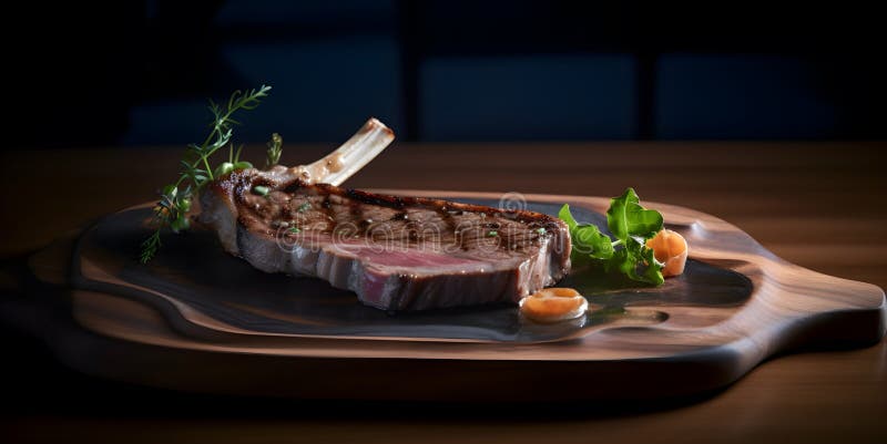 Beef T-bone Stake in the Restaurant, on Dark Background, Ai Generated ...