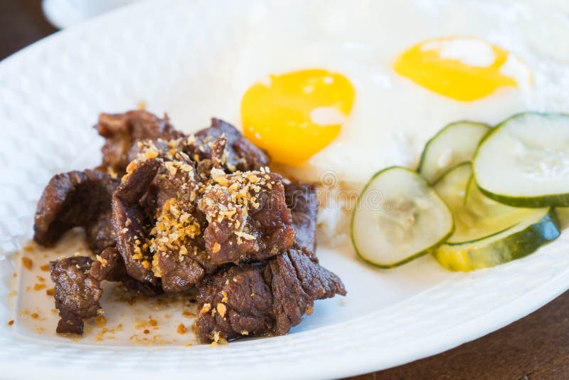 Beef Tapa with Rice and Egg Stock Photo - Image of affordable, favorite ...