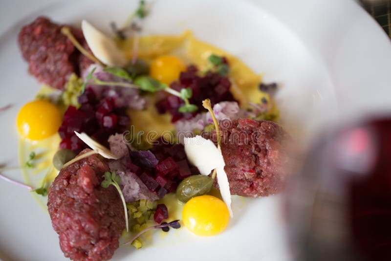Beef Tar Tar with Vegetables Stock Image - Image of beef, vegetables ...