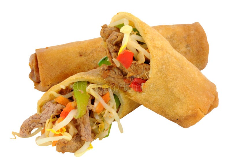 Beef and Vegetable Filled Chinese Rolls Stock Image - Image of meat ...