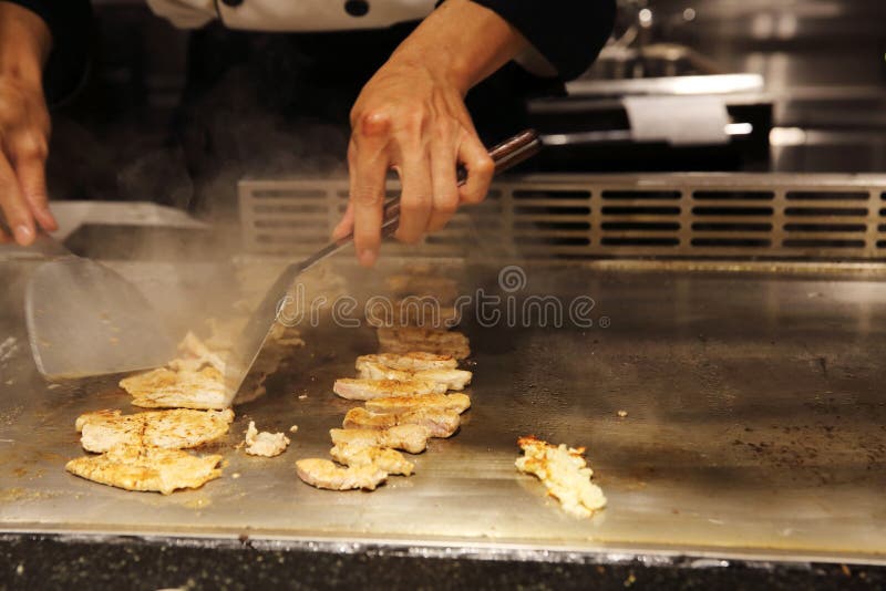 Beef with Vegetables Teppanyaki Japanese Cooking Stock Image - Image of ...