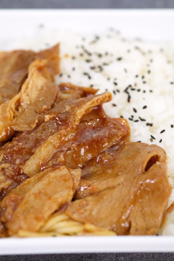 Beef and white rice stock image. Image of lunch, oriental - 42217029