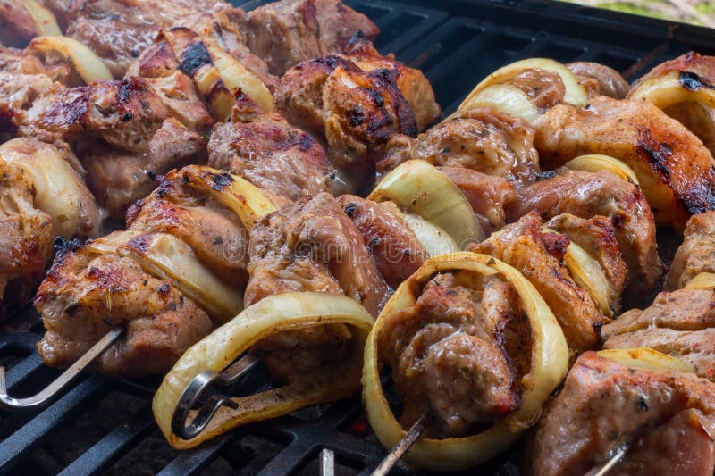 Beef and Zucchini on the Grill. Spring Barbecue Stock Photo - Image of ...